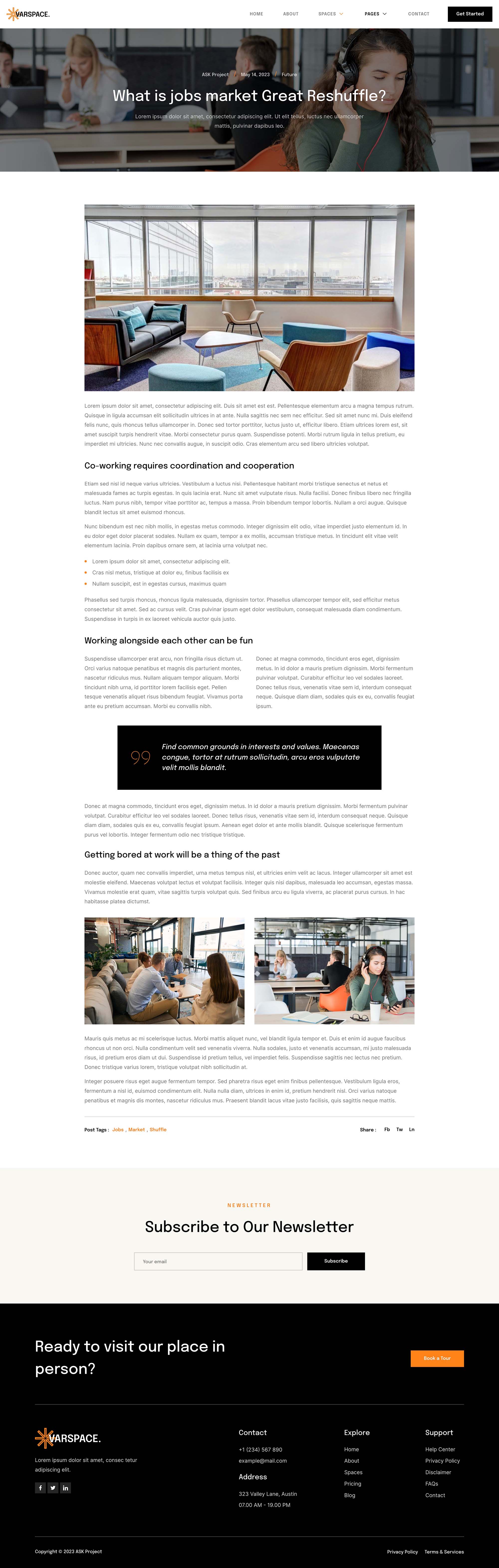 Varspace - Coworking Space Elementor Template Kit by askproject | ThemeForest
